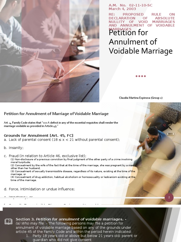 Petition For Annulment of Voidable Marriage - Presmat | PDF | Annulment | Social Institutions