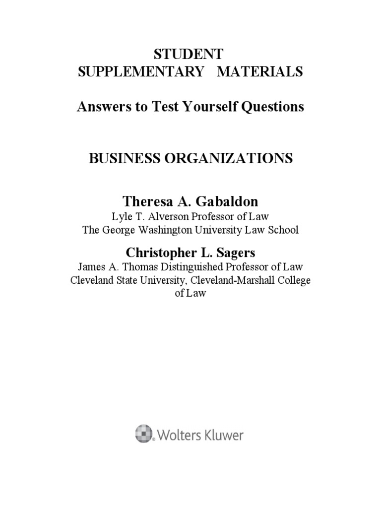 Student Supplementary Materials Answers To Test Yourself Questions ...