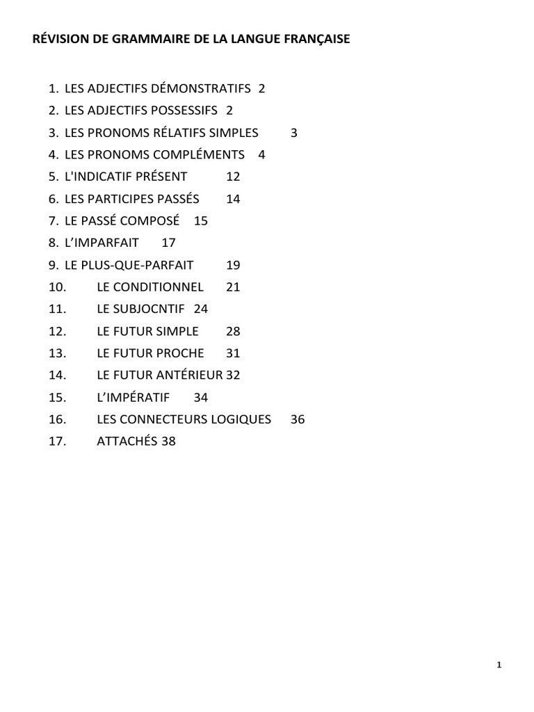 Révision de la Grammaire Française | PDF | Complément d'objet ...