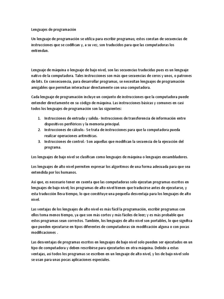Apuntes Lenguaje de Programación | PDF | Programa de computadora ...