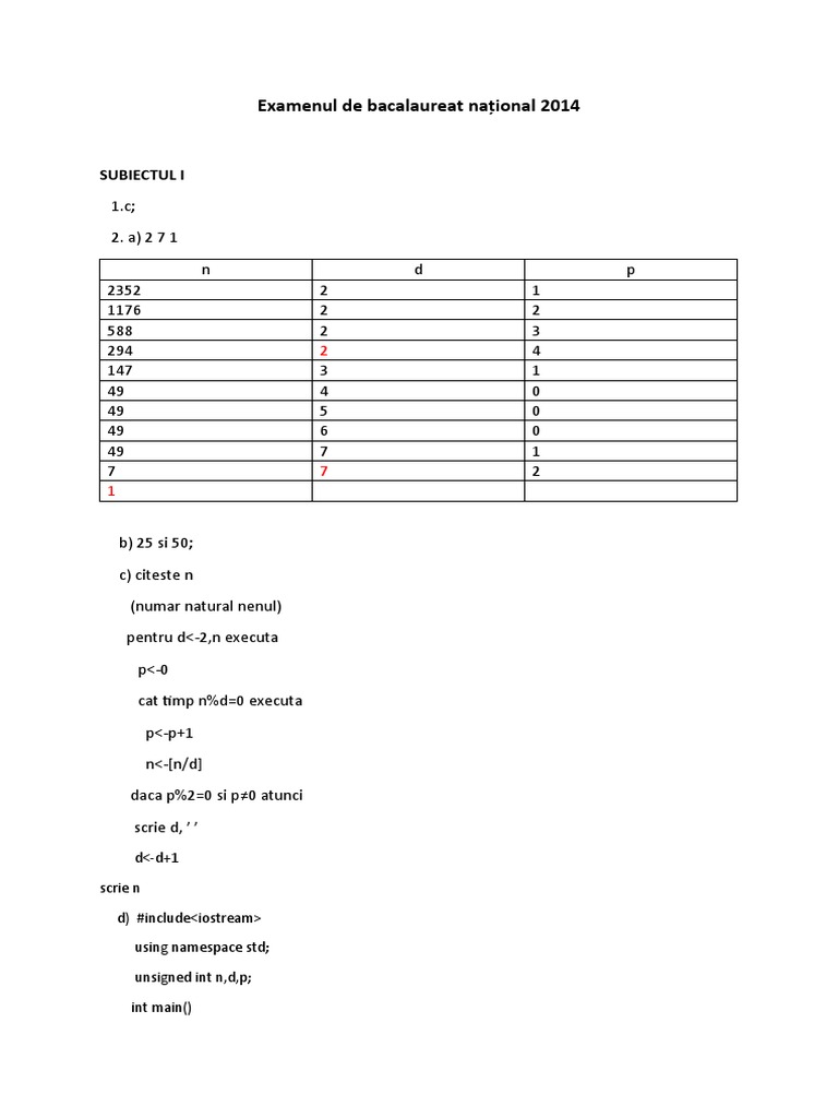 Bac Informatica 2014 | PDF