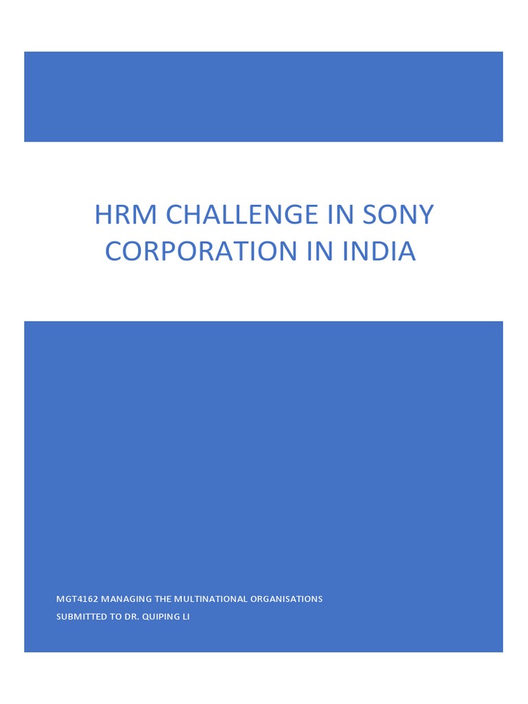 Sony India: HRM Talent Management Challenges | PDF | Sony | Employment