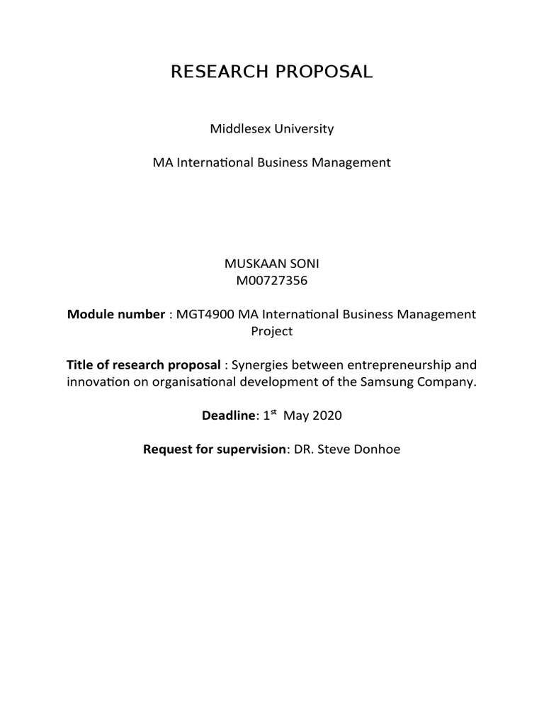 Research Proposal: Middlesex University MA International Business ...