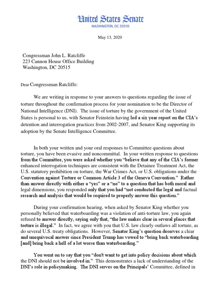 Ratcliffe's Stance on Torture Inquiry | PDF | Enhanced Interrogation ...
