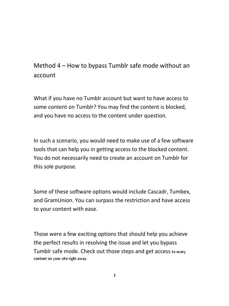 Bypass Tumblr Safe Mode PDF | PDF