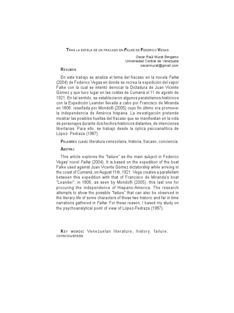 Federico Vegas | PDF | Venezuela | Novelas