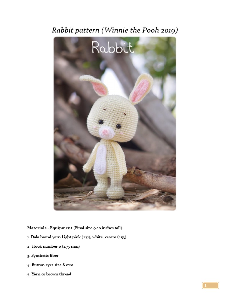 Rabbit Pattern (Winnie The Pooh 2019) : Materials - Equipment (Final ...