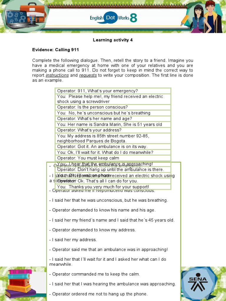 911 Emergency Call Dialogue Exercise | PDF | Wellness