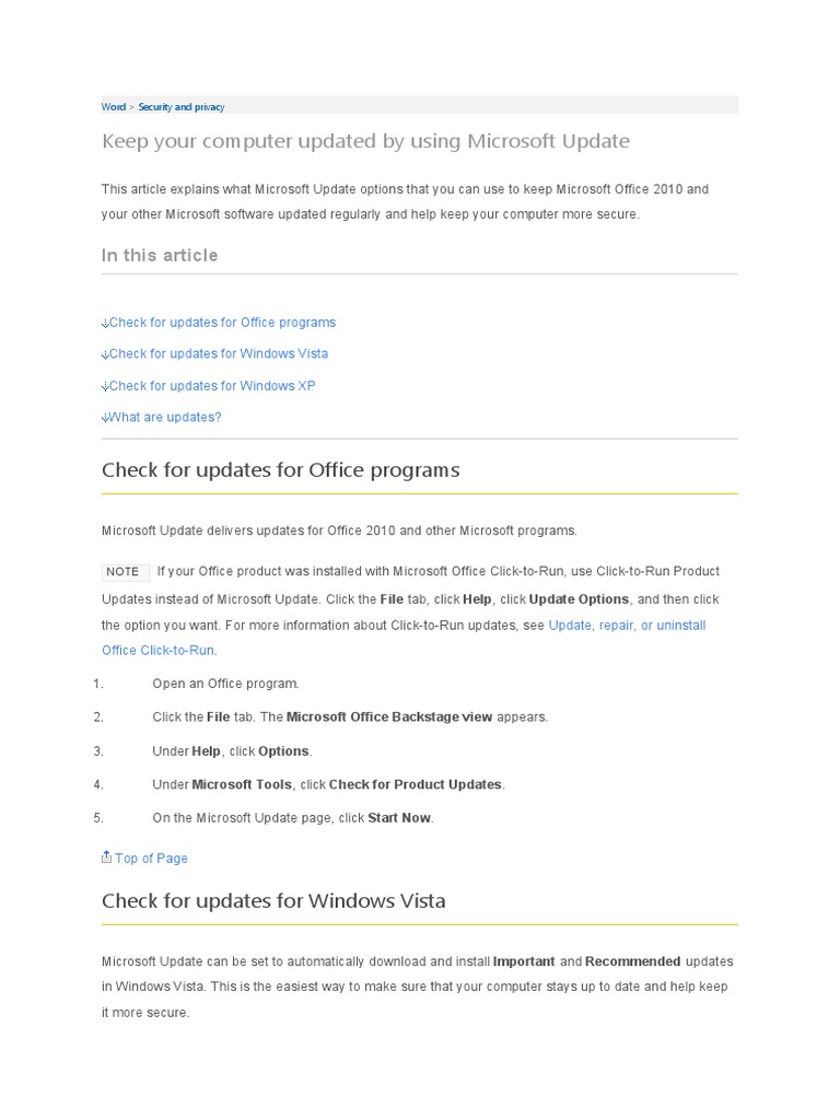 Keeping Your Computer Secure: A Guide to Using Microsoft Update to Stay ...