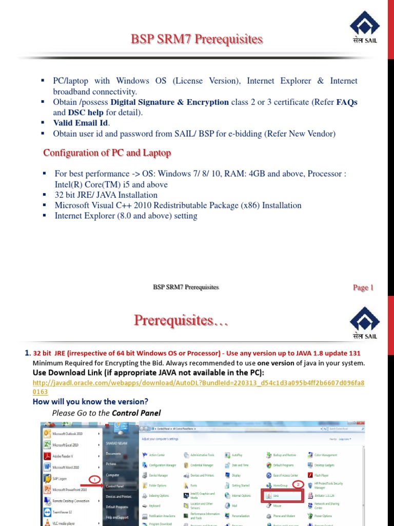 BSP SRM7 Prerequisites: Configuration of PC and Laptop | PDF | Internet ...