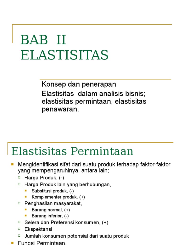 Elastisitas: Konsep dan Penerapan | PDF