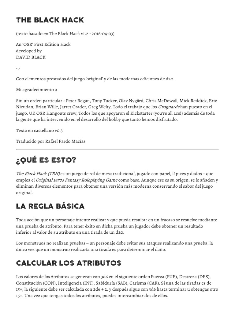 The Black Hack Spanish v0.3 PDF | PDF | Naturaleza
