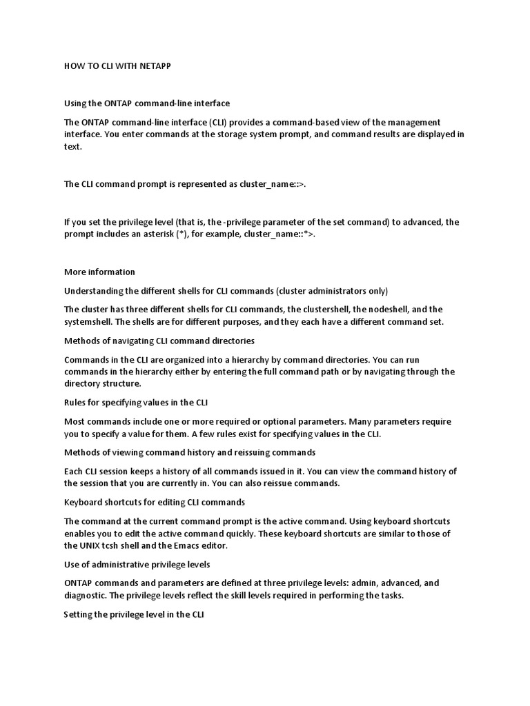 How To Cli With Netapp | PDF | Command Line Interface | Parameter (Computer Programming)
