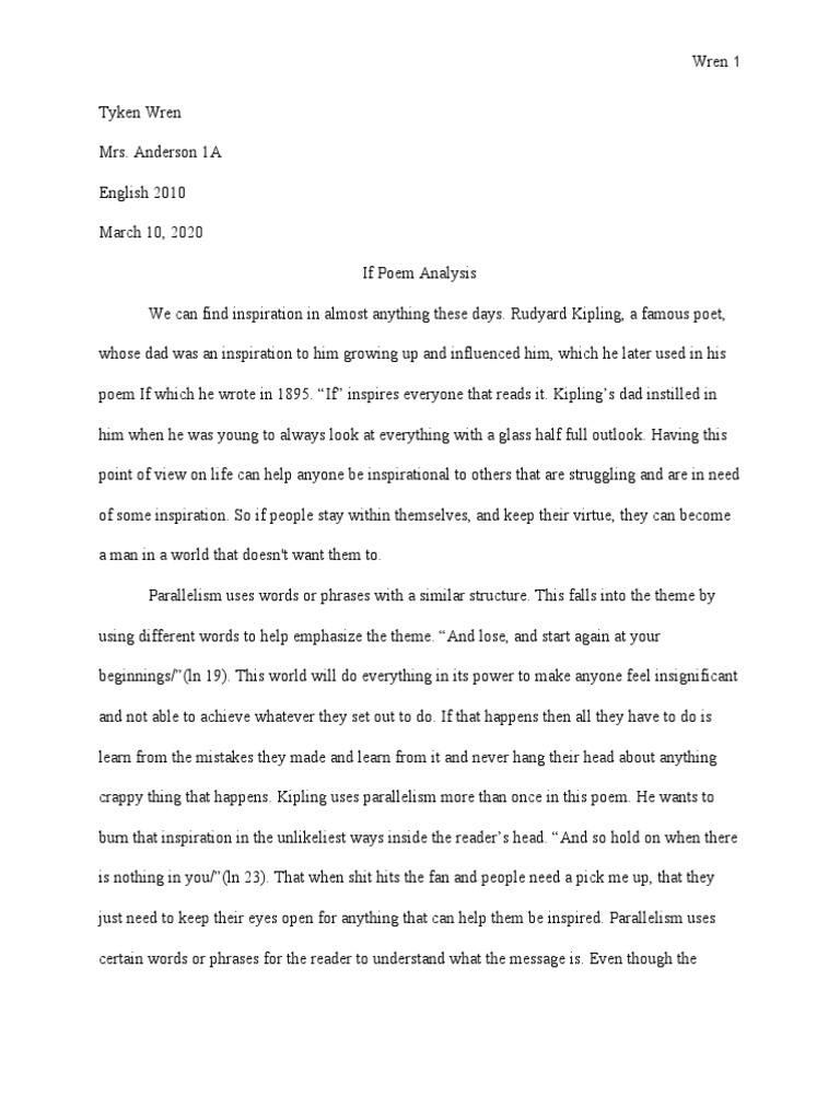 If Poem Analysis | PDF | Rudyard Kipling | Poetry