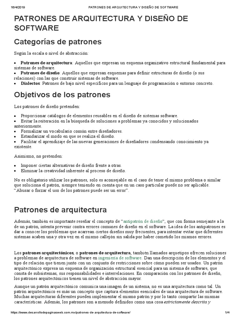 2.0 - Patrones de Arquitectura y Diseño de Software | PDF | Patrón de ...