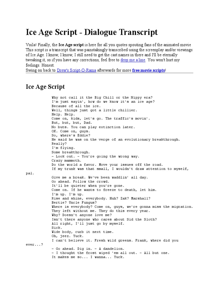 Ice Age Script