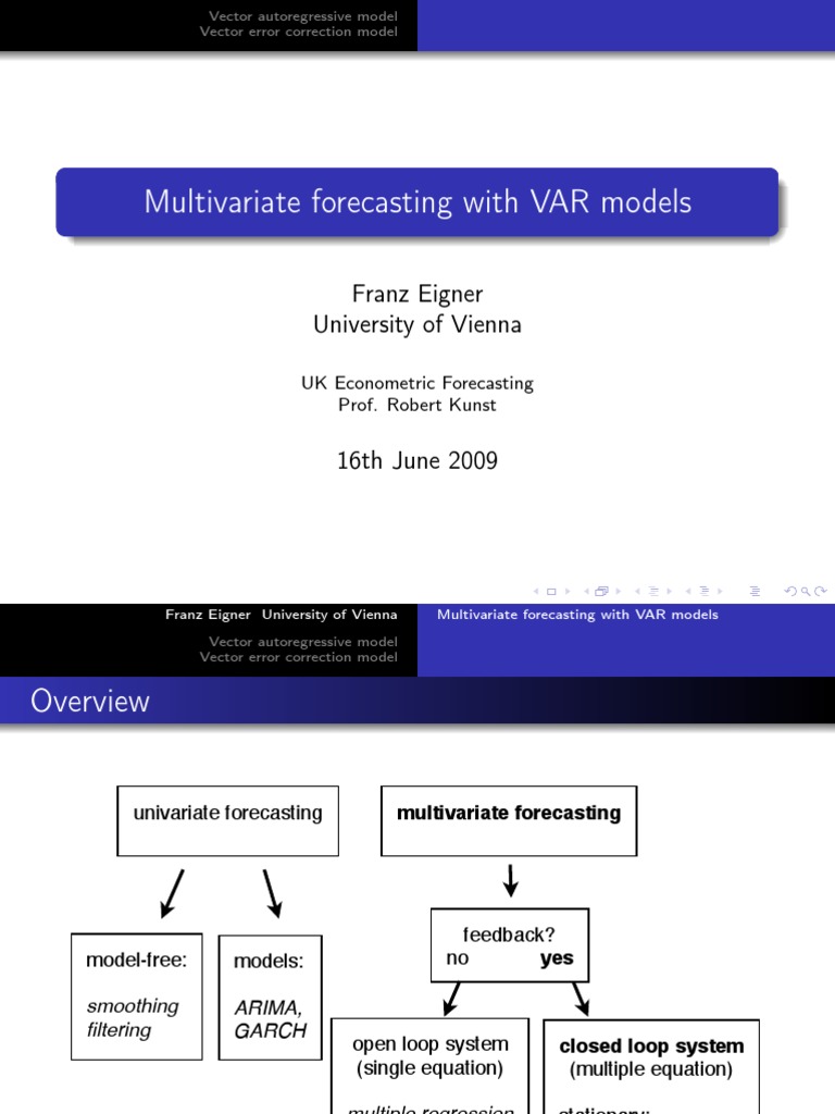 Forecasting and VAR Models - Presentation | PDF | Vector Autoregression | Autoregressive Model