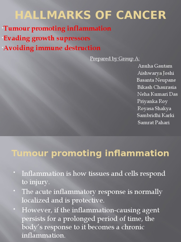 Hallmarks of Cancer: Tumour Promoting Inflammation Evading Growth ...