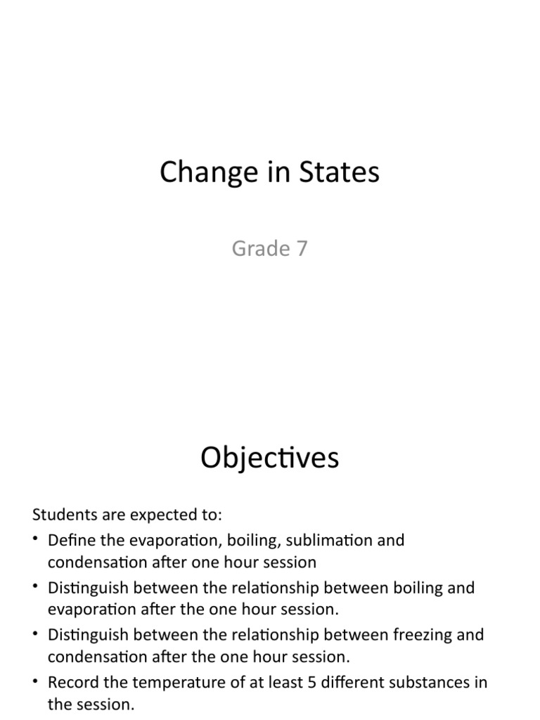 Change in States: Grade 7 | PDF | Evaporation | Boiling