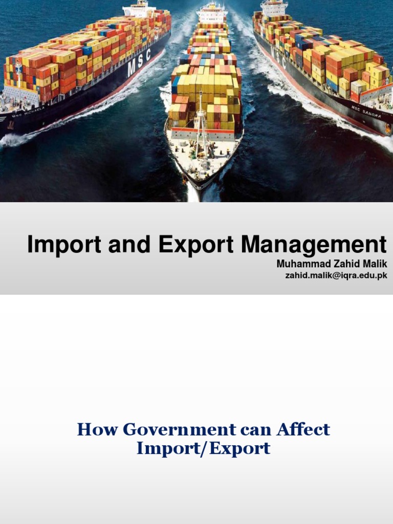 Import and Export Management: Muhammad Zahid Malik | PDF | Exports | Trade