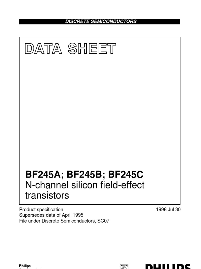 N-Channel FET BF245 Data Sheet | PDF | Field Effect Transistor | Transistor