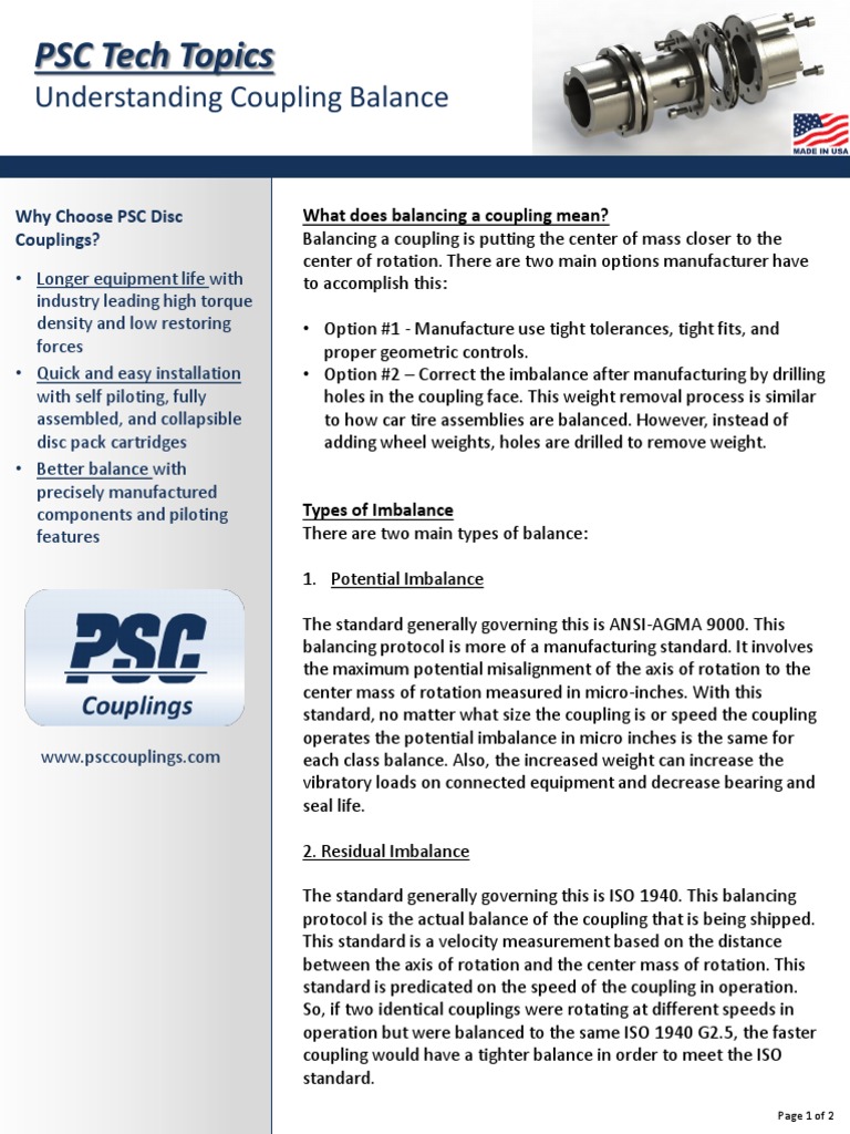 PSC Tech Topics: Understanding Coupling Balance | PDF | Mechanical ...