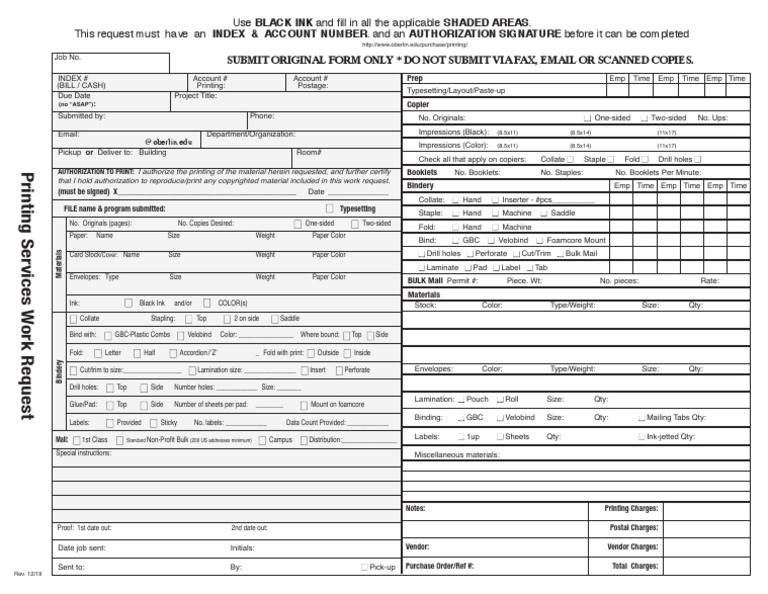 Fillable Work Order Form | PDF | Envelope | Bookbinding