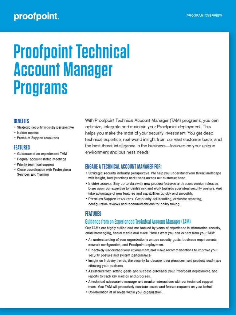 Proofpoint Technical Account Manager Programs: Benefits | PDF ...
