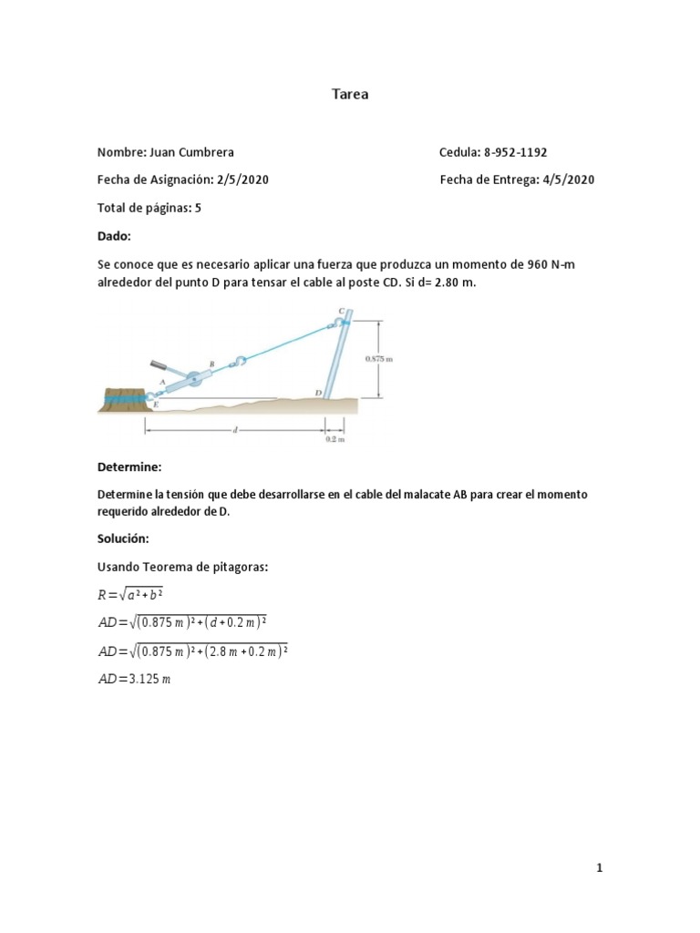 Estatica - Tarea 4 | PDF | Física | Mecánica
