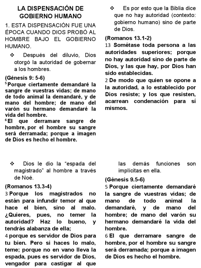 La Dispensación del Gobierno Humano | PDF | Noé | Libro del Génesis