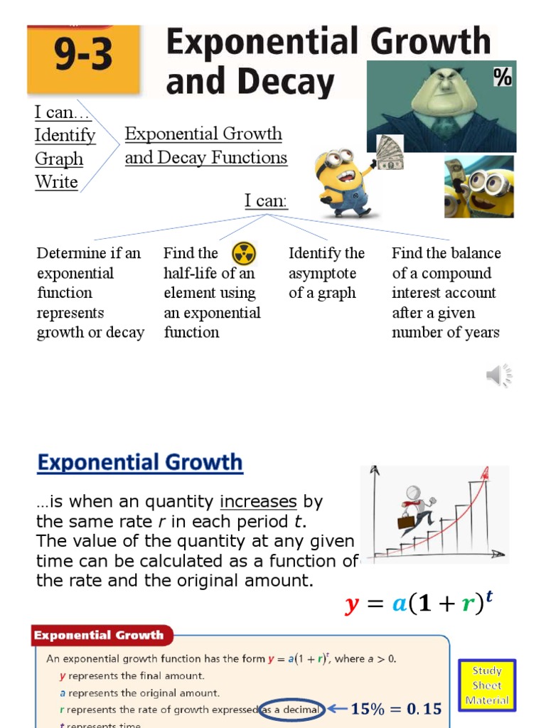 I Can Identify Graph Write Exponential Growth and Decay Functions I Can ...