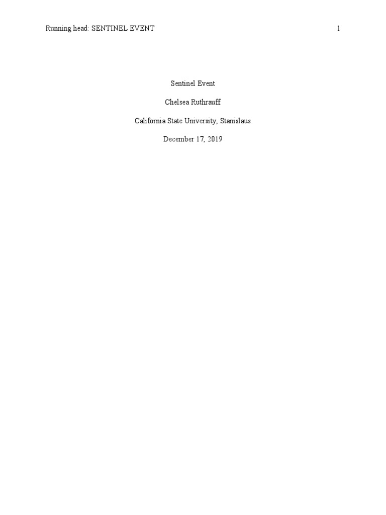 Sentinel Event Paper | PDF | Joint Commission | Patient Safety