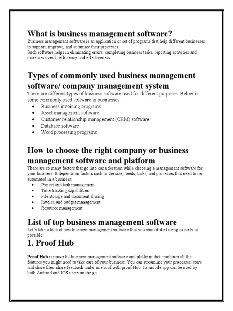 What Is Business Management Software | PDF | Customer Relationship ...