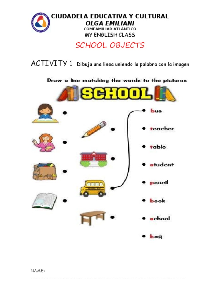 School Objects Task 2 | PDF