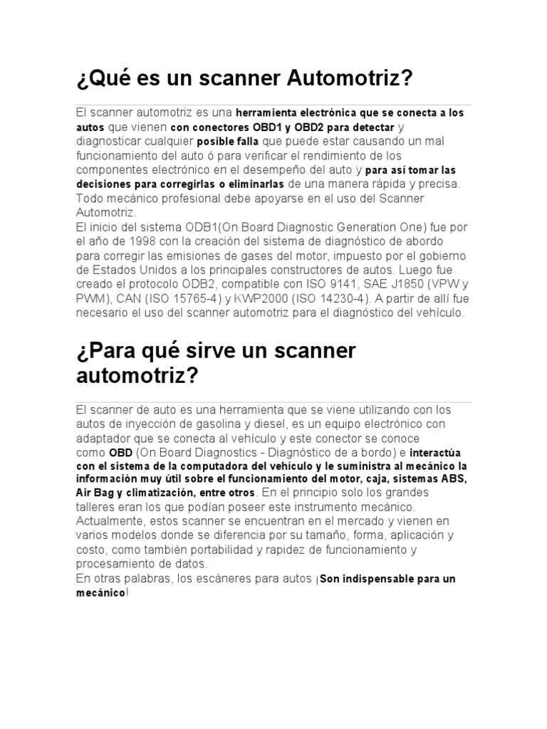 Qué Es Un Scanner Automotriz | PDF | Informática | Informática y ...