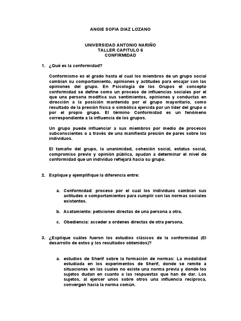 Psicología de la Conformidad | PDF | Conformidad | Cohesión grupal