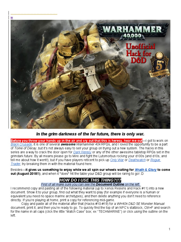 Warhammer 40k D&D 5e Hack | PDF | Leisure | Nature