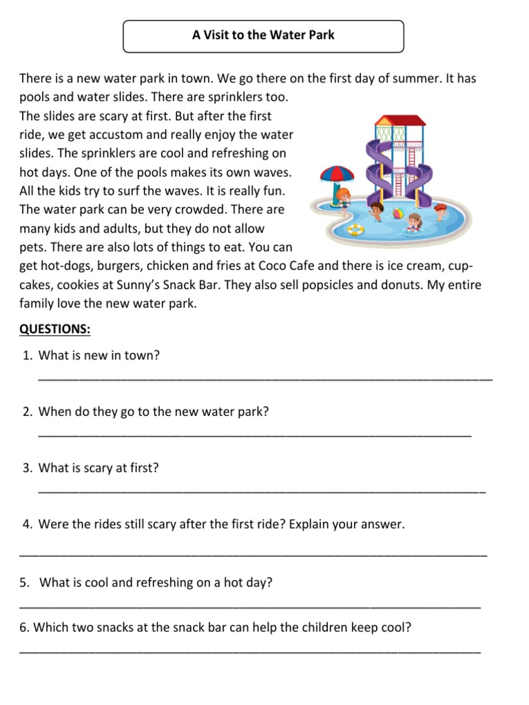 Water Park Comprehension | PDF