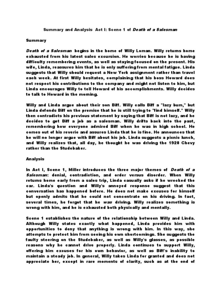 Death of A Salesman Summary and Analysis | PDF | Psychological Concepts