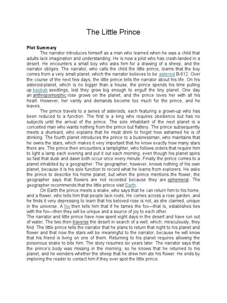 The Little Prince Plot Summary | PDF | The Little Prince