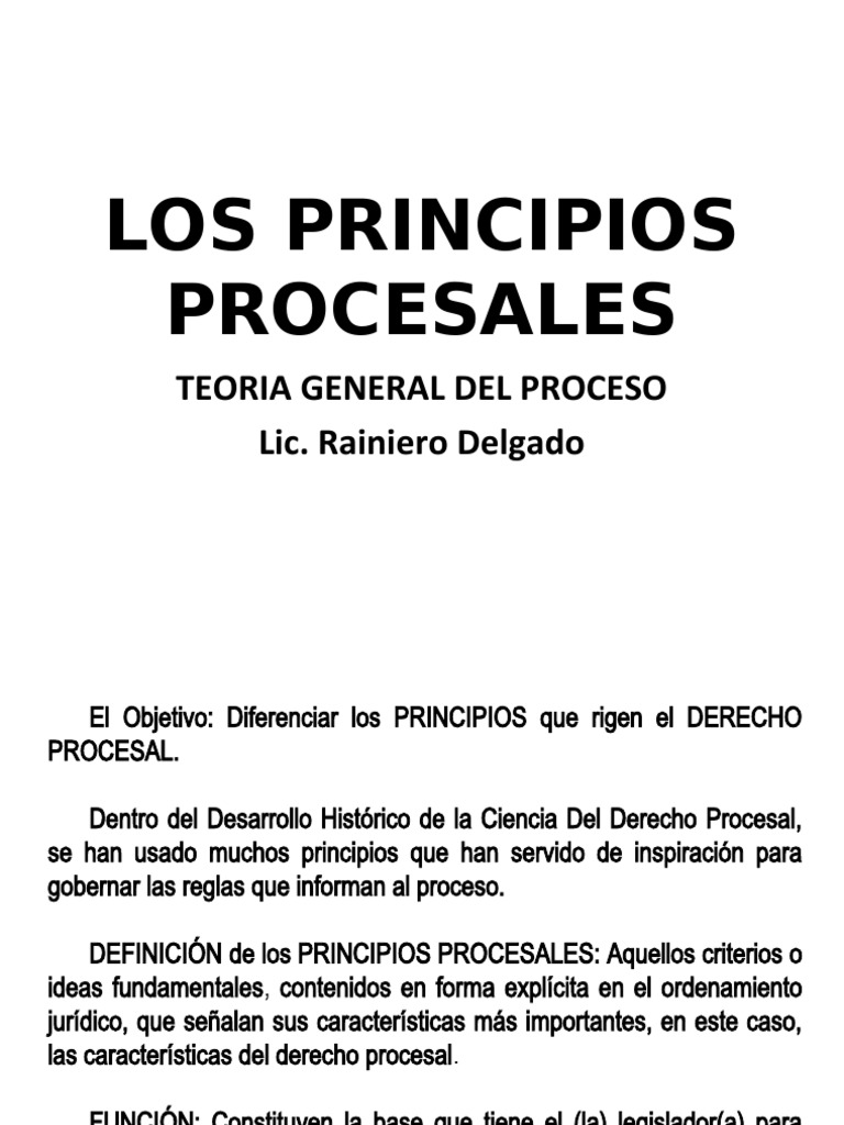 Los Principios Procesales TGP Presentacion | PDF | Ley procesal | Juez