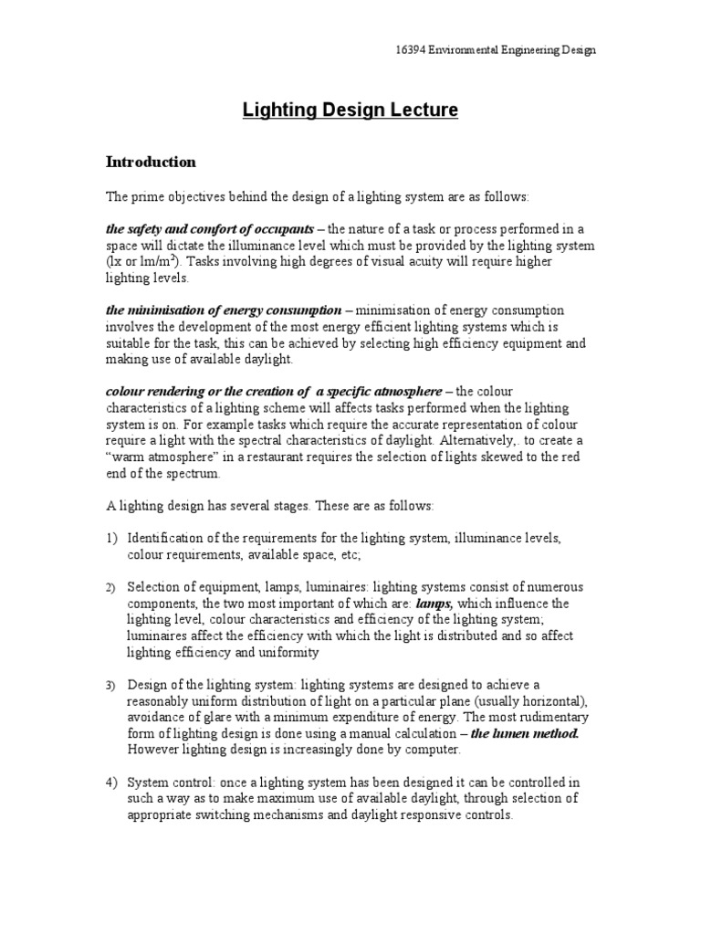 Lighting Design Lecture | PDF | Lighting | Architectural Elements