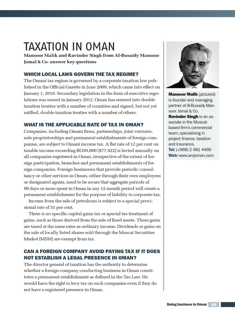 Taxation in Oman: Which Local Laws Govern The Tax Regime? | PDF ...