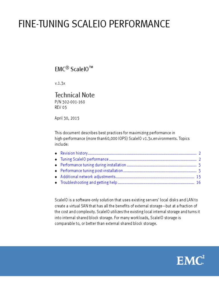EMC ScaleIO Best Practices - Performance | PDF | Computer Network | Network Protocols