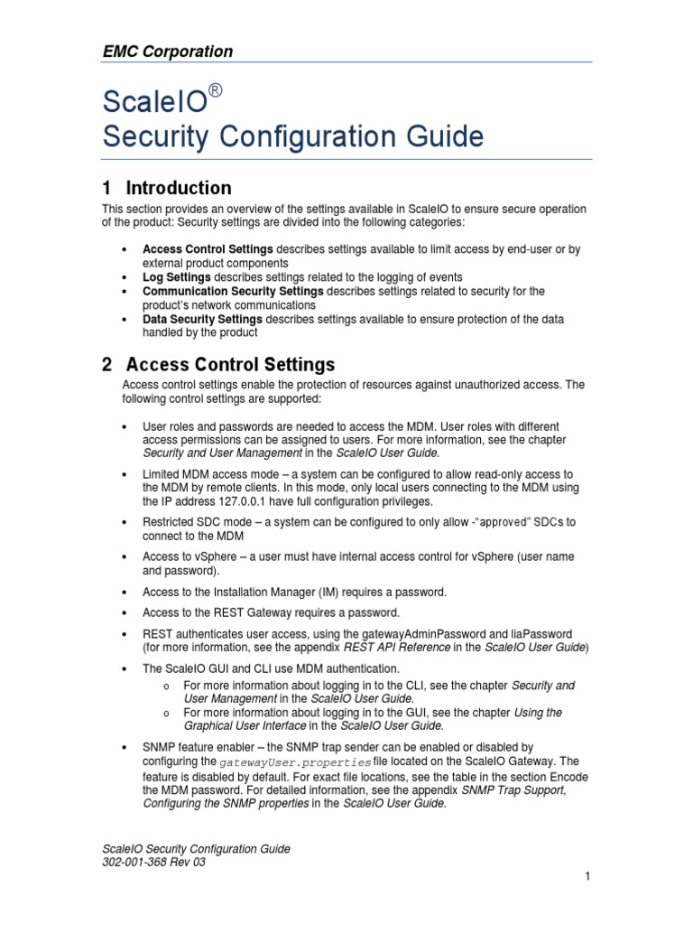 EMC ScaleIO Best Practices - Security | PDF