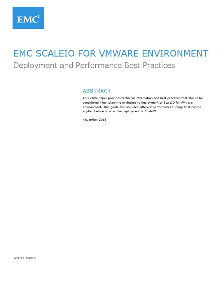 EMC ScaleIO Best Practices - VMware | PDF | V Mware | Computer Network