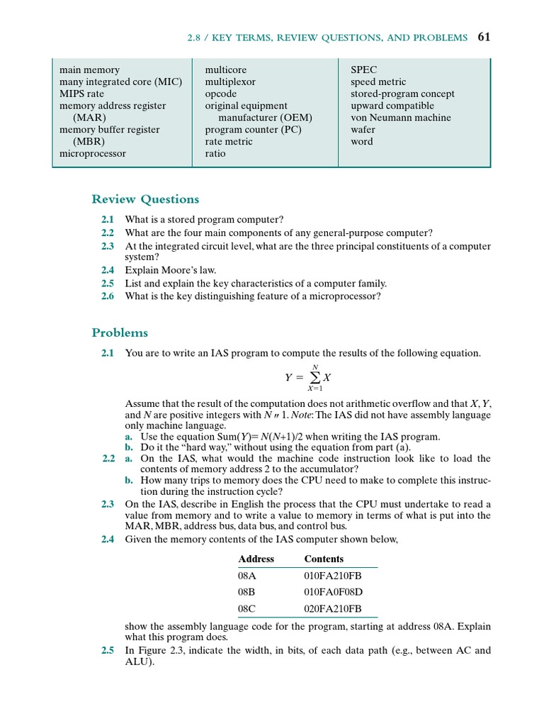 2.8 / Key Terms, Review Questions, and Problems | PDF | Computer Memory | Cpu Cache