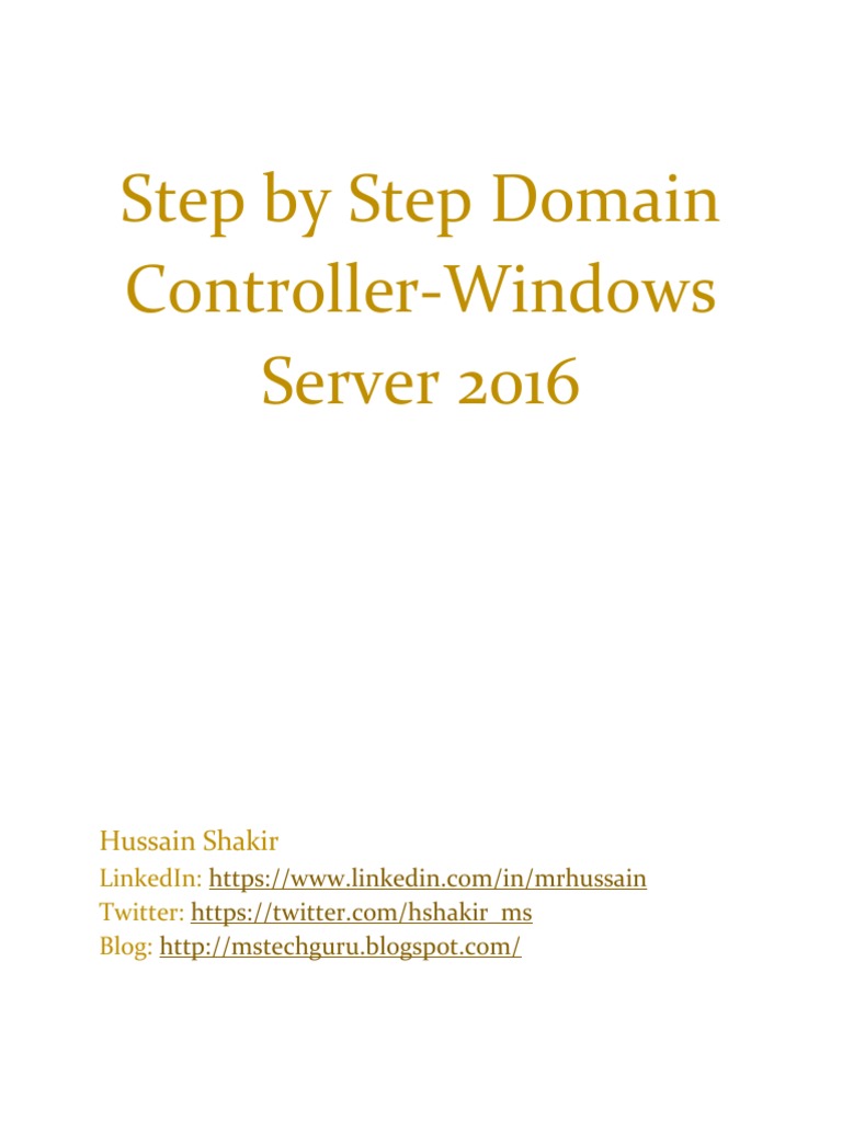 Step by Step Installation of Windows Server 2016 Domain Controller | PDF | Microsoft Certified ...