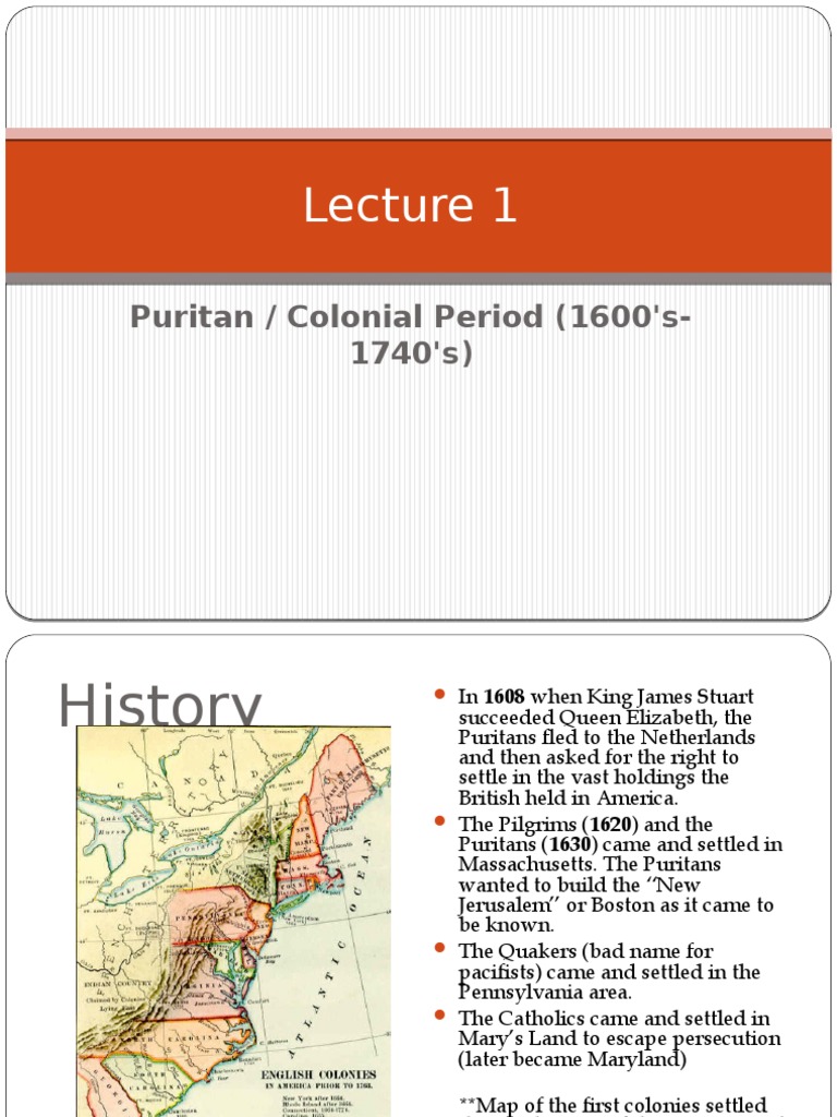 Lecture 1 American Literature Colonialism and Puritanism | PDF ...