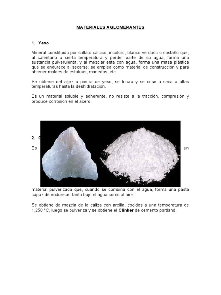Materiales Aglomerantes | Descargar gratis PDF | Asfalto | Hormigón